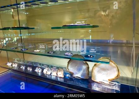 Pearls display in Bahrain National Museum. Variety of Bahraini pearls ...