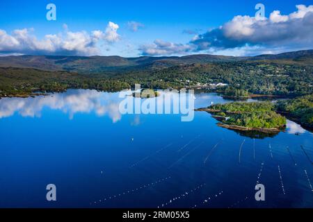 Aerial view of Bantry Bay and Garinish Island, Glengarriff, County Cork ...