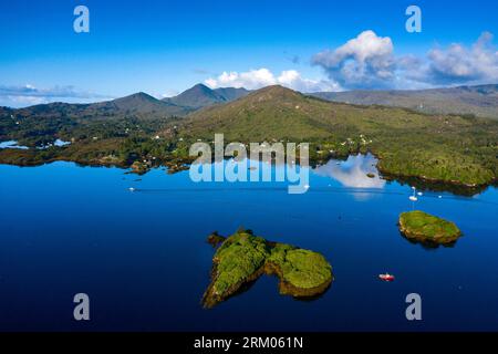 Aerial view of Bantry Bay and Garinish Island, Glengarriff, County Cork ...