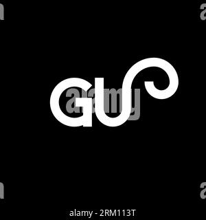 GU letter logo design on black background. GU creative initials letter ...