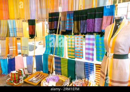 Scarves made and sold at Naseej weaving factory and workshop, Bani ...