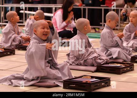 South Korean child monks attend an event to celebrate the upcoming ...