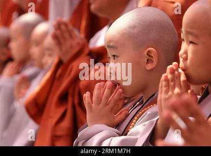South Korean child monks attend an event to celebrate the upcoming ...