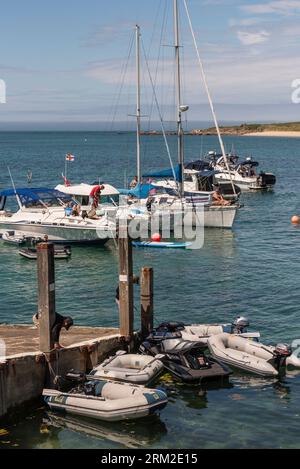 Herm Island, Channel Islands, 11 June 2023. Stone stairway down to the ...
