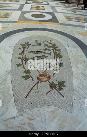 Naples,Italy, The mosaic art with zodiac sign of lion at Galleria ...