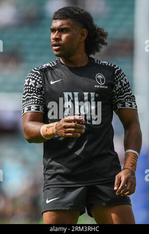 Simione Kuruvoli of Fiji during the pre-game warmup during the 2023 ...
