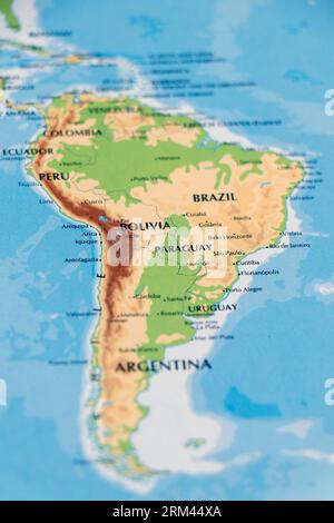 south american continental and brazil, uruguay, paraguay, peru, bolivia ...