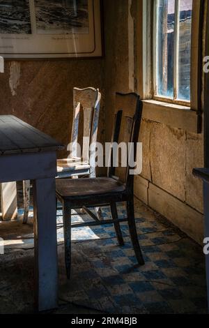 Interior of residence in the Bodie ghost town in California. Bodie is a ...