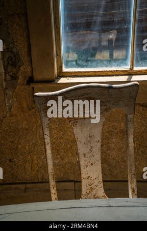 Interior of residence in the Bodie ghost town in California. Bodie is a ...