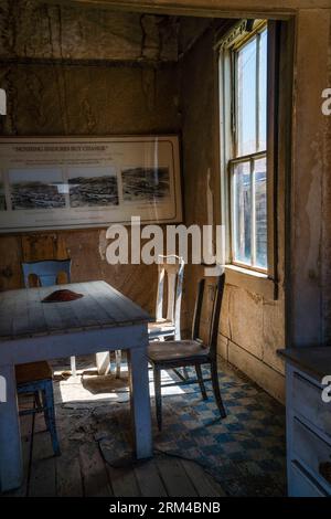 Interior of residence in the Bodie ghost town in California. Bodie is a ...