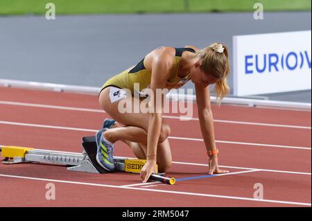 Luna Thiel (Germany) during the 4x400 metres relay heats during the ...