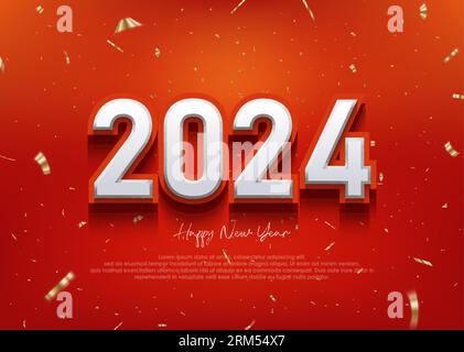 3d realistic number 2024 with soft red color Stock Vector Image & Art ...