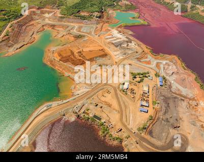 Open pit nickel mine and red water lake. Environmental issues and ...