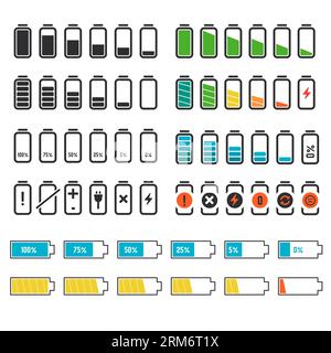 Batteries showing percentage, charging and low Stock Vector Image & Art ...