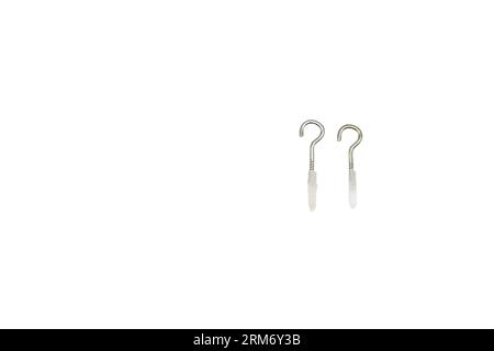 Question mark hook screws isolated on a white background with copy ...