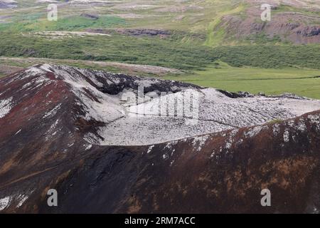 Litla Grabrok-View of a side crater of the extinct volcanic crater ...