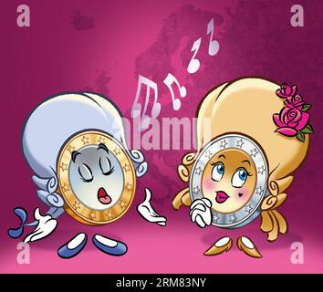 Illustration Series: Funny Euro Coin Cartoon Character. Image 25 of 25 ...