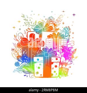 christmas, new year, birthday, gifts boxes surprise decoration ...