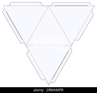 Pyramid box, die cut template. Pyramid box illustration, vector. Mock ...