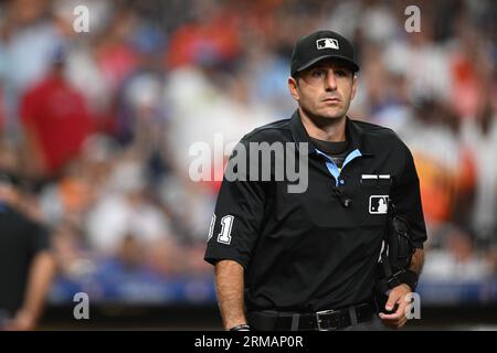 Home plate umpire Pat Hoberg is seen during the eighth inning of a ...