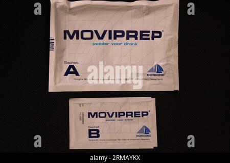 Photo of Moviprep medicine consisting of two sachets with powder; lemon ...