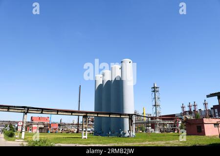 A large concrete technological industrial installation at a chemical ...