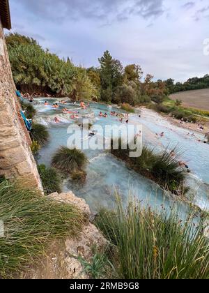 Bathers at the Cascate del Mulino hot spring in Tuscany Stock Photo - Alamy