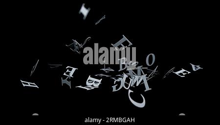Letters falling against Black Background Stock Photo - Alamy