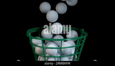 Golf's Balls falling against Black background Stock Photo - Alamy