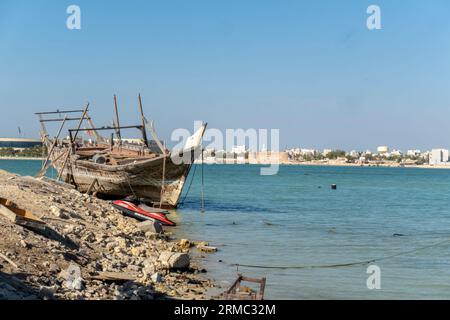Traditional boat used for pearl diving, Muharraq, Bahrain Stock Photo ...