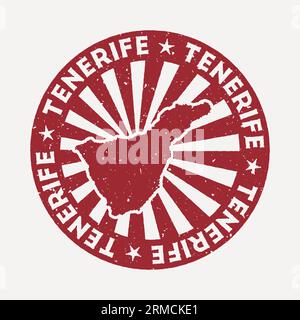 Tenerife logo. Sign with the map of island and colored stripes, vector ...