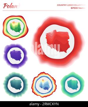 Poland badge. Bright gradient logo of country in low poly style ...