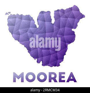 Map of Moorea. Low poly illustration of the island. Geometric design ...