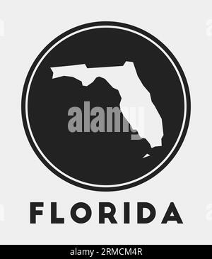 Florida Badge. Round logo of US state with triangular mesh map and ...