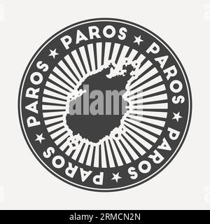 Paros logo. Sign with the map of the island and colored stripes, vector ...