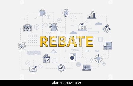 rebate concept with icon set template banner and circle round shape ...