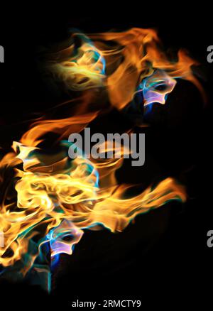 Fire and flames raging heat with vivid rainbow colors from fun color ...