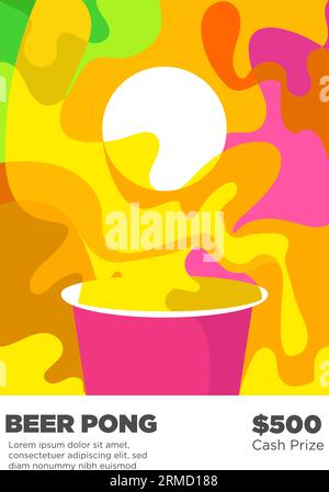 vintage style beer pong tournament poster template illustration Stock ...