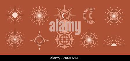 Boho style linear stars and starbursts collection. Terracotta twinkles ...