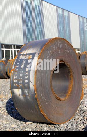 Bundles of steel strip in a warehouse, north china Stock Photo - Alamy