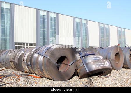 Bundles of steel strip in a warehouse, north china Stock Photo - Alamy