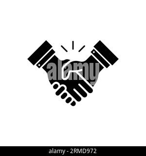 black handshake or shakehand icon like badly deal. flat style trend ...