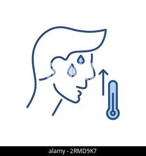 High body temperature related vector icon. Man head and high ...