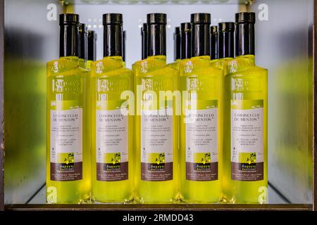 Menton, France - May 26, 2023: Colorful yellow local lemon confit ...