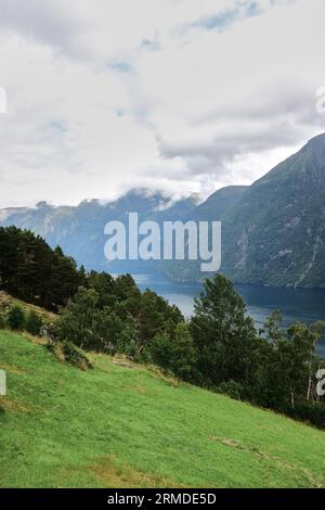 beauty of Geirangerfjord, stunning fjord in Norway. Fjord is surrounded ...