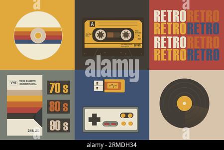 Various old-fashioned items on a retro background. Concept retro or ...