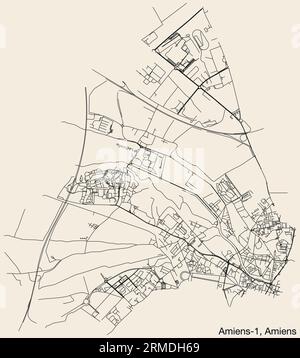 Street roads map of the AMIENS-4 CANTON, AMIENS Stock Vector Image ...