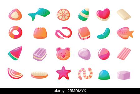 Chocolate jelly gummy candy cartoon character with love cute emoticon ...