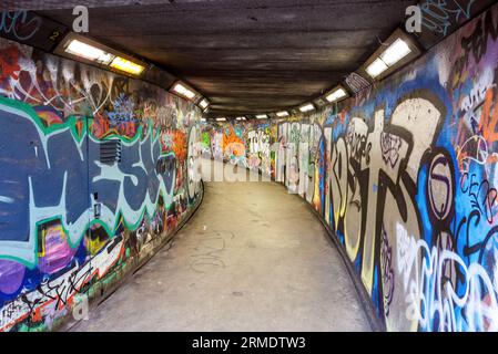Victoria Street underpass, decorated with graffiti and used as a ...