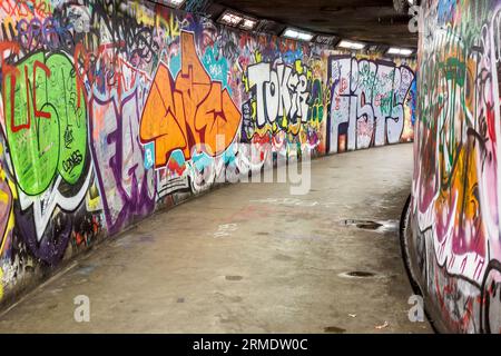 Victoria Street underpass, decorated with graffiti and used as a ...